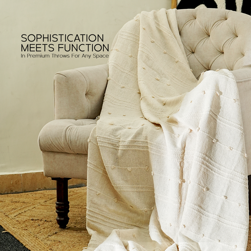 100% Organic Cotton Premium Throws - Cream – Keva Living